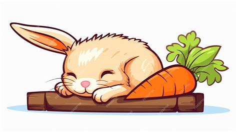 Adorable Sleeping Bunny With Carrot Vector Illustration Premium Ai