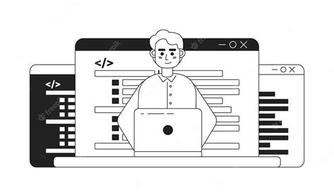 Codificando A Ilustração Em Vetor Conceito Preto E Branco Da Carreira