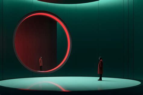 premium photo shadows unveiled person facing large cube in mysterious