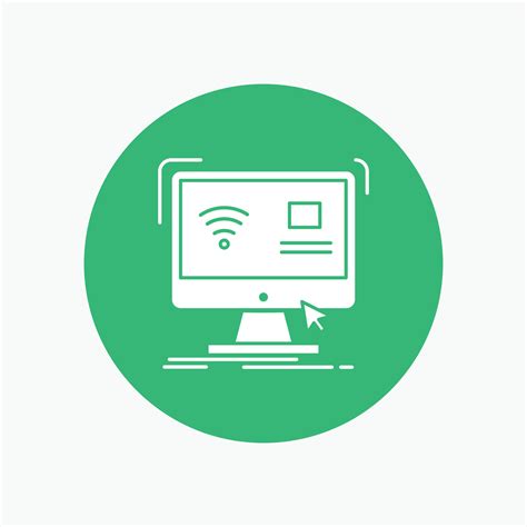Control Computer Monitor Remote Smart White Glyph Icon In Circle Vector Button Illustration