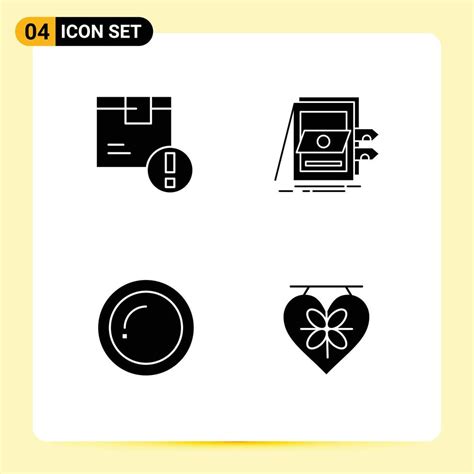 Set Of 4 Modern Ui Icons Symbols Signs For Attention Files Logistic Accounting Food Editable