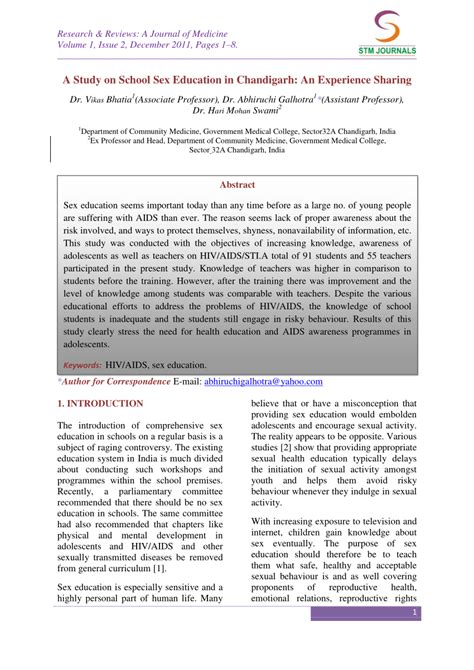 PDF A Study On Babe Sex Education In Chandigarh An Experience Sharing
