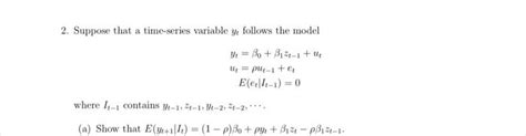 Solved 2 Suppose That A Time Series Variable Y Follows The
