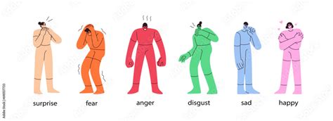 Basic Emotions Set Characters With Happy Sad Angry Fear Surprised And Disgusted Face