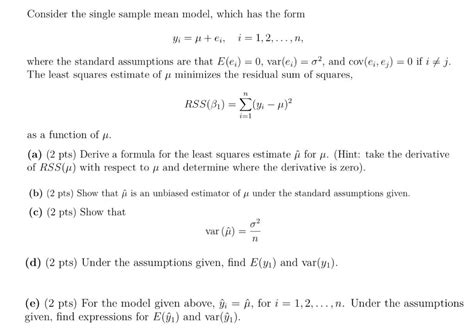 Solved Consider The Single Sample Mean Model Which Has The