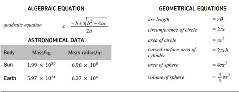 A Level Physics Data And Formulae Sheet Edumentors