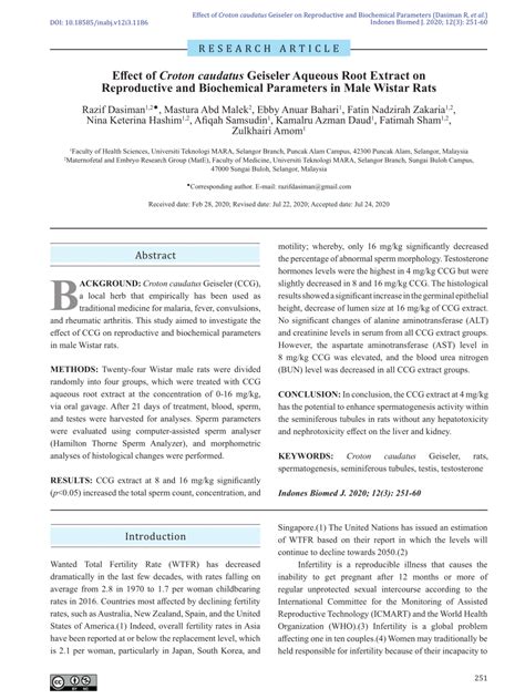Pdf Effect Of Croton Caudatus Geiseler Aqueous Root Extract On