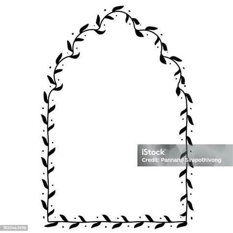 Multifoil 아치 직사각형 프레임 건축 창 문 화려한 꽃 프레임 꽃 잎 테두리 자연 0명에 대한 스톡 벡터 아트 및 기타