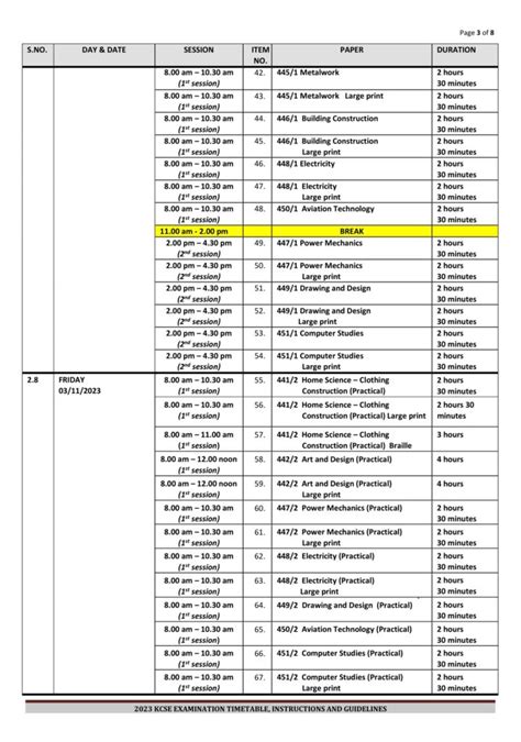 The 2023 Kcse Exam Timetable Education News The Leading Newspaper