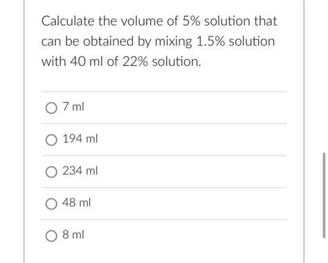 Solved Calculate The Volume Of Solution That Can Be Chegg