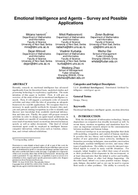 Pdf Emotional Intelligence And Agents