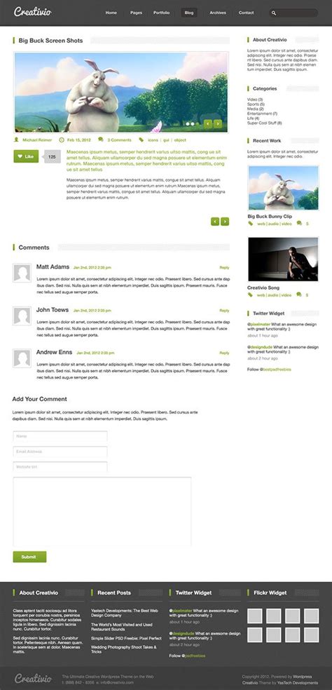 Awesome Free Psd Creativo Wordpress Theme Psd Creative Beacon