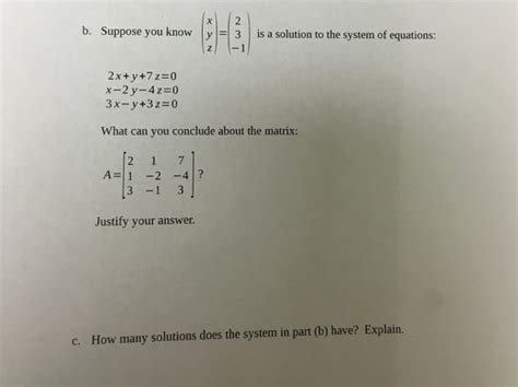 Solved Suppose You Know X Y Z 2 3 1 Is A Solution To