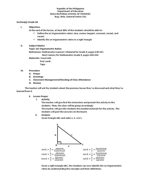 Lesson Plan Final Demo Pdf Pdf Trigonometric Functions Euclidean Plane Geometry