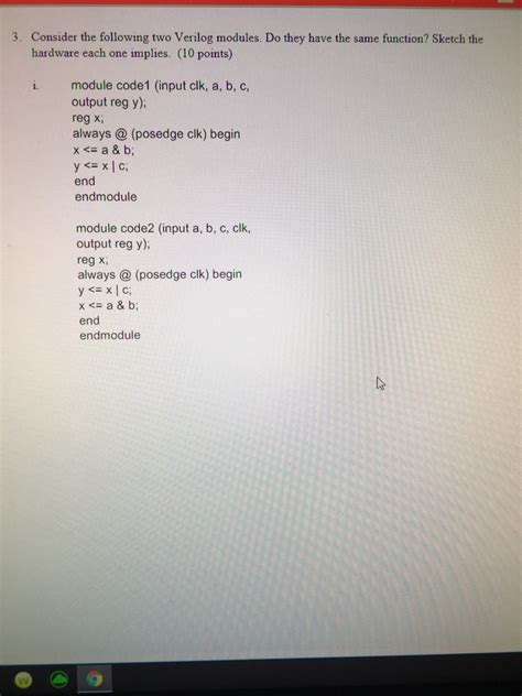 Solved 3 Consider The Following Two Verilog Modules Do