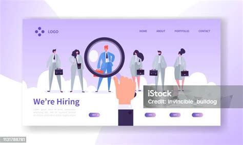 모집 베스트 후보 컨셉 랜딩 페이지 Hr 새 후보를 검색 합니다 손 홀드 돋보기 사람 웹 사이트 또는 웹 페이지의 그룹에서 개별
