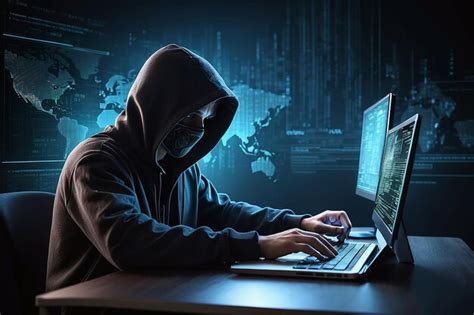 Premium Photo Internet Crime Concept Hacker Working On A Code On Dark