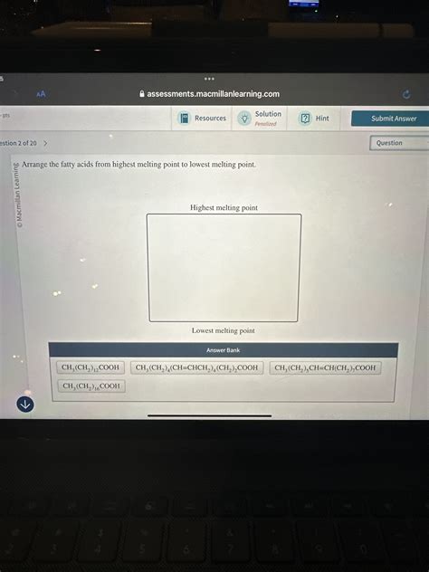 Solved Highest Melting Pointlowest Melting