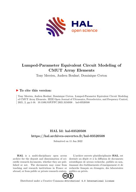 pdf lumped parameter equivalent circuit modeling of cmut array elements
