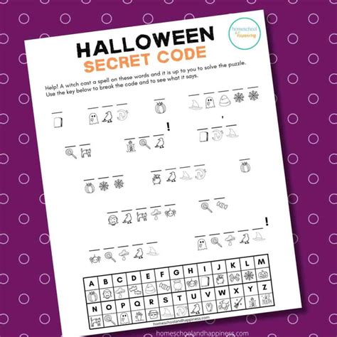 halloween secret code worksheet free printable