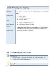 Forensics H Lab Docx Lab Analyzing The Registry Objectives In This