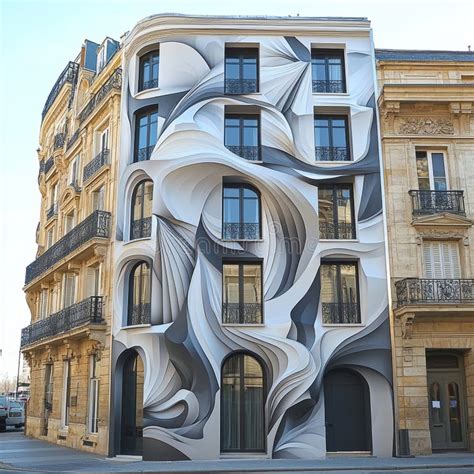 Contemporary Optical Illusion Facade On Urban Building Creating Visual
