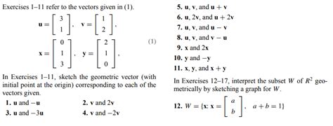 Solved Exercises 1 11 Refer To The Vectors Given In 1