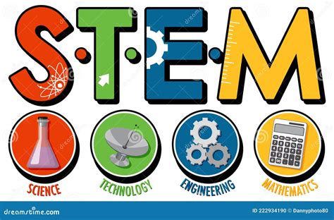 Stem Education Vector Outline Colored Horizontal Banner 123623082