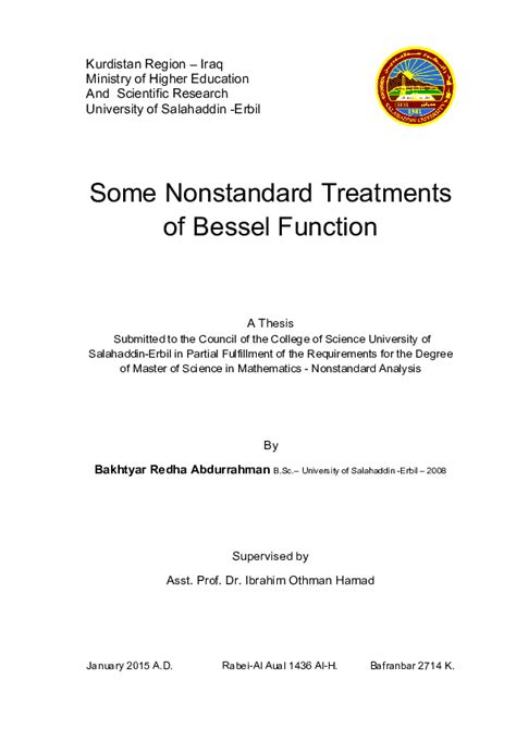 Pdf Some Nonstandard Treatments Of Bessel Function Ibrahim O T H M