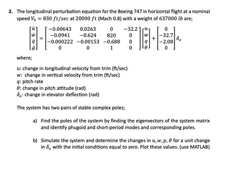 Solved The Longitudinal Perturbation Equation For The Boeing