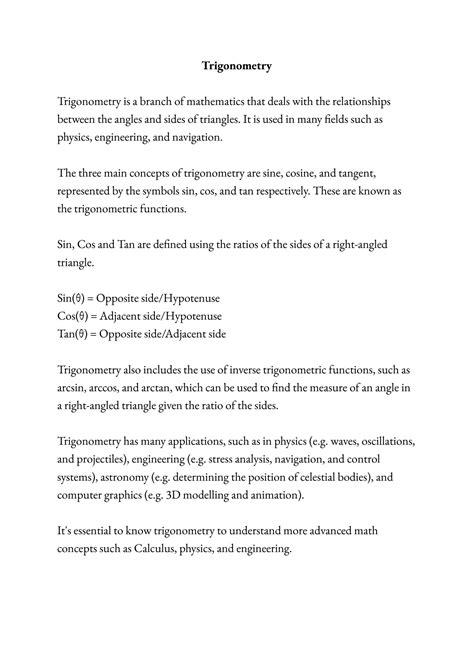 Solution Trigonometry Formulas Examples Studypool