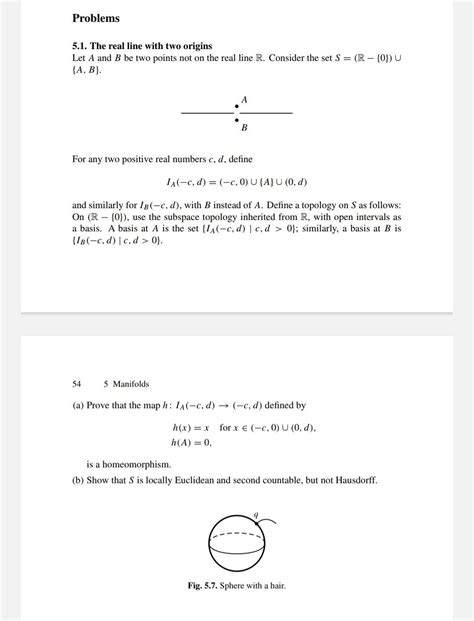 solved 5 1 the real line with two origins let a and b be