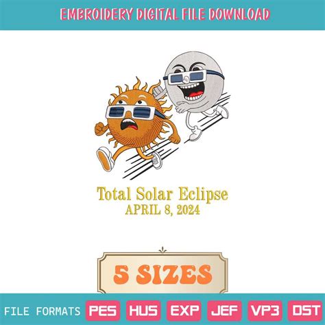 Total Solar Eclipse Embroidery Design 5 Sizes Solar Eclipse Inspire Uplift