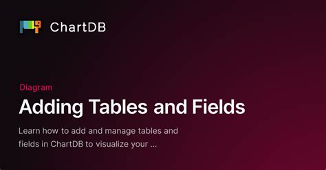 Adding Tables And Fields Chartdb
