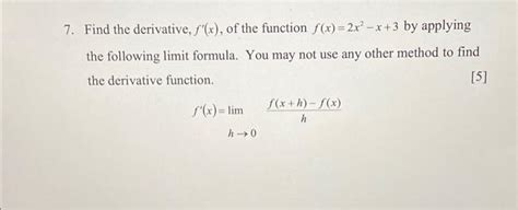 Solved Find The Derivative F X Of The Function Chegg Com
