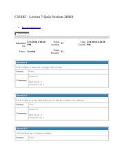 CIS Lesson Quiz CIS Lesson Quiz Section Recent Submission Cfw