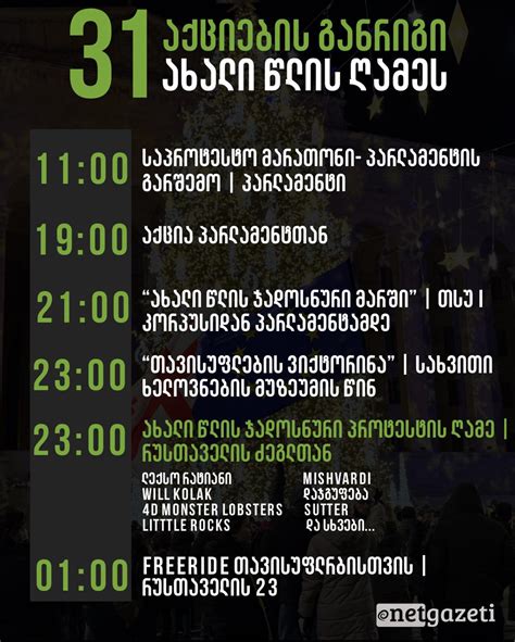 Netgazeti 🇬🇪🇪🇺 ხვალ 31 დეკემბერს მოქალაქეები ახალ წელს რუსთაველის გამზირზე შეხვდებიან 👇