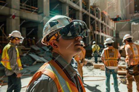 A Construction Worker Wearing Goggles And A Safety Vest Premium Ai Generated Image