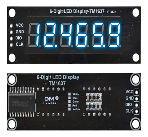 Display 7 Segmentos 6 Dígitos 036 Tm1637 Azul Arduino Parcelamento