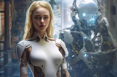 Premium Photo A Female Robot In A Science Fiction Scene