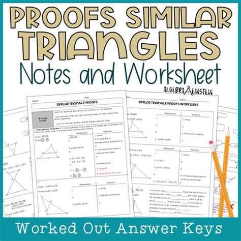 Proofs With Similar Triangles Theorems Notes And Worksheet For Geometry