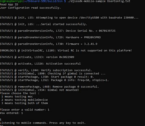 dji onboard sdk to mobile sdk communication dji sample not working