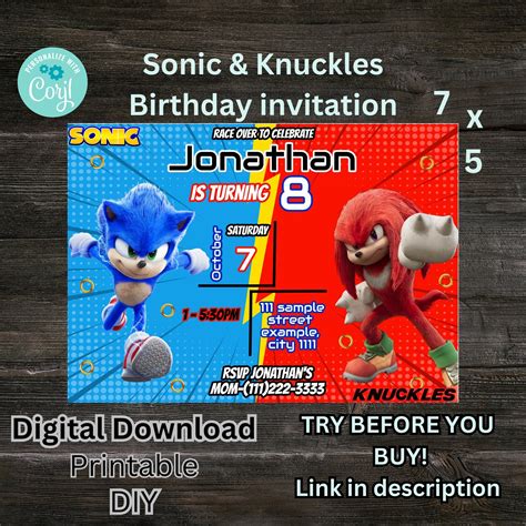 Sonic Birthday Invitation Printable Sonic Invitation Sonic Party Sonic The Hedgehog Birthday