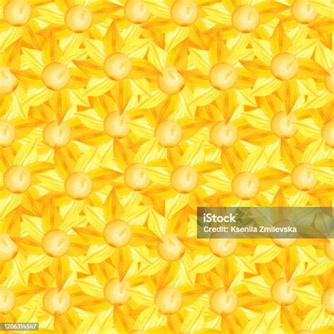 원활한 수채화 해바라기 패턴입니다 반복 요소의 노란색 그림 콜라주 0명에 대한 스톡 벡터 아트 및 기타 이미지 0명 계절