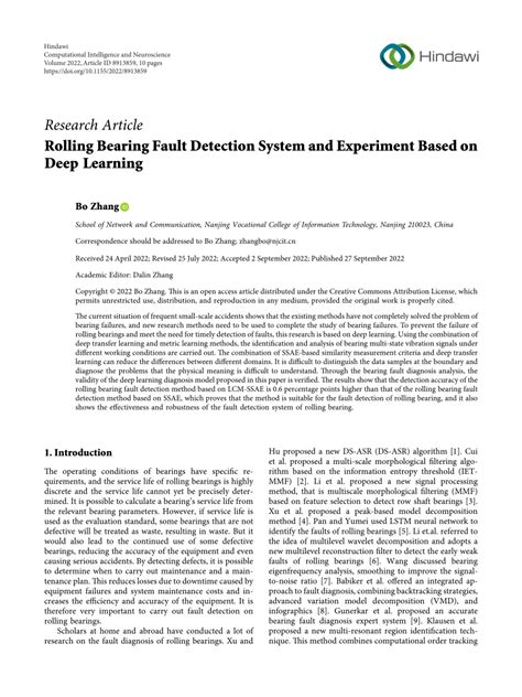 Pdf Rolling Bearing Fault Detection System And Experiment Based On