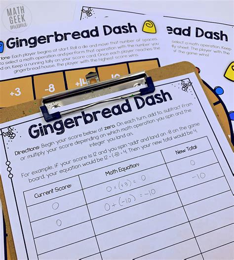 FREE Integer Operations Game Gingerbread Dash