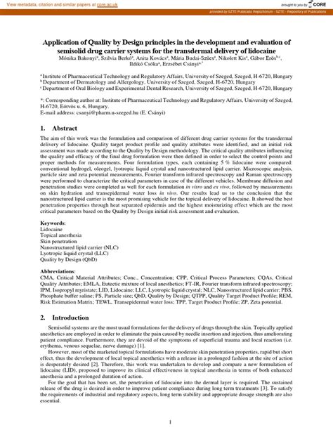 Application Of Quality By Design Principles In The Development And Evaluation Of Semisolid Drug