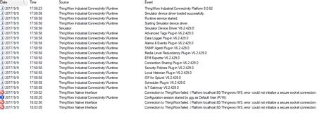 Error Thingworx Native Interface Connection To T Ptc Community