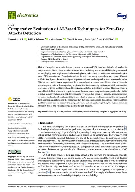 Pdf Comparative Evaluation Of Ai Based Techniques For Zero Day Attacks Detection