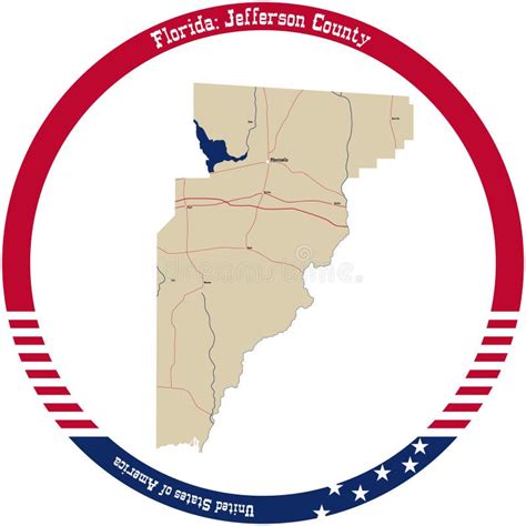 Map Of Jefferson County In Florida Usa Stock Vector Illustration Of